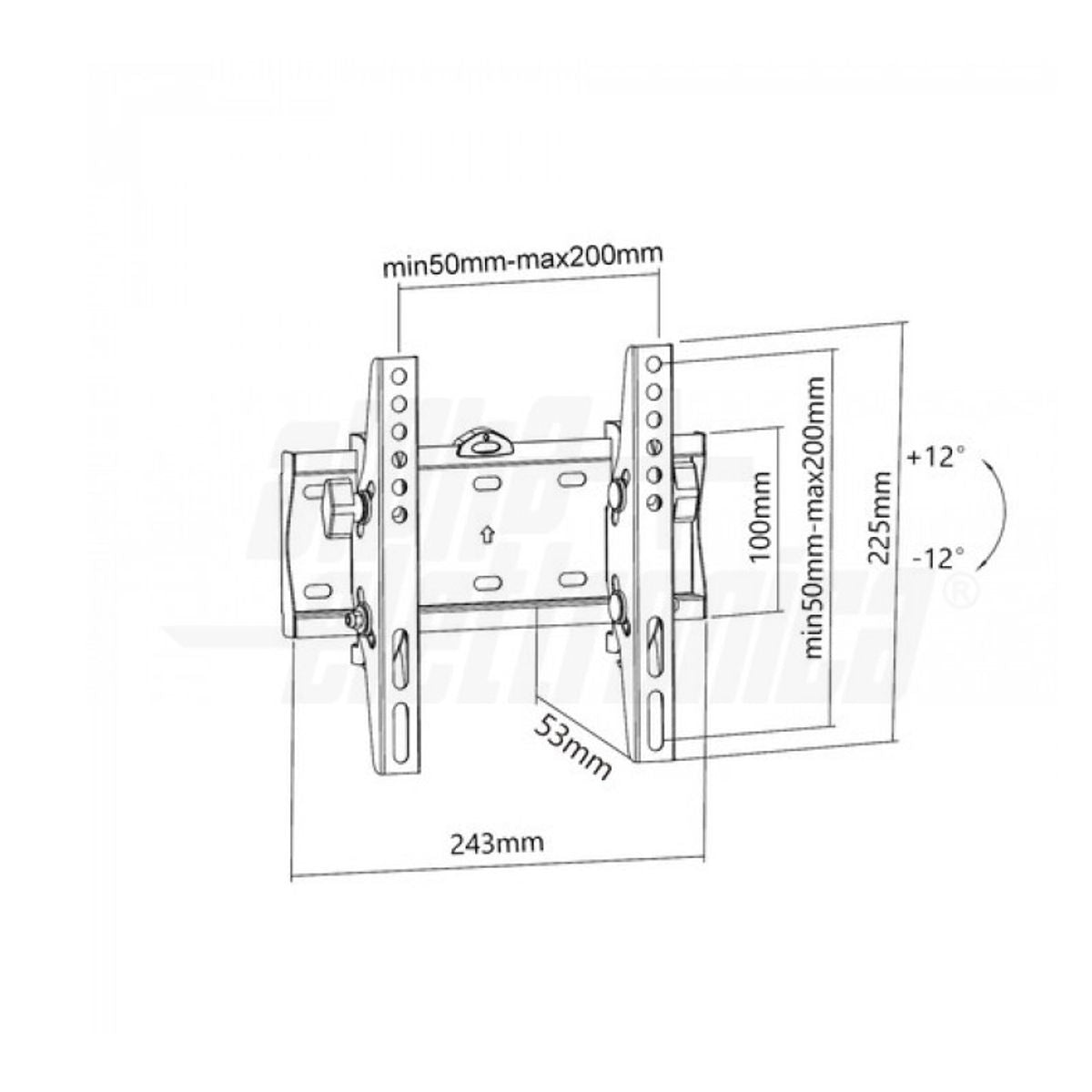 TV wall support 37 - 70 inches tilting steel vesa 600x400 – Oniroview